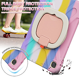 BATYUE Case for Samsung Galaxy Tab S6 Lite 10.4 Inch 2022/2020 (SM-P610/SM-P613/SM-P615/SM-P619), Protective Case with Pencil Holder, 360° Swivel Stand, Shockproof Drop; for Kids - Colourful Pink