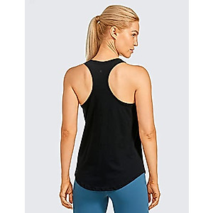 CRZ YOGA Women's Racerback Workout Tank Tops Loose Fit - Soft Pima Cotton Athletic Yoga Shirts Lightweight Black Small