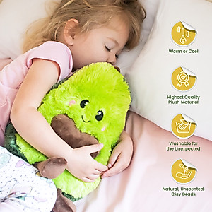 Cole Avocado Microwavable Heating Pad - Pillow Plush Food Toy- Warm Cute Cozy Soft Heatable Stuffed Animal Hot and Cold Therapy for Cramps, Back, Neck Pain Relief Stress Comfort Gift
