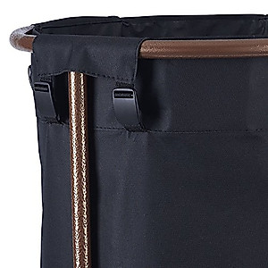 Household Essentials Round Laundry Hamper with Wheels, Copper, Black Large