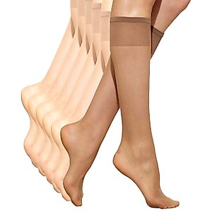 Silkies Ultra Knee Hi's with Energizing Support (6 Pair Pack) - One Size / Regular - Nude