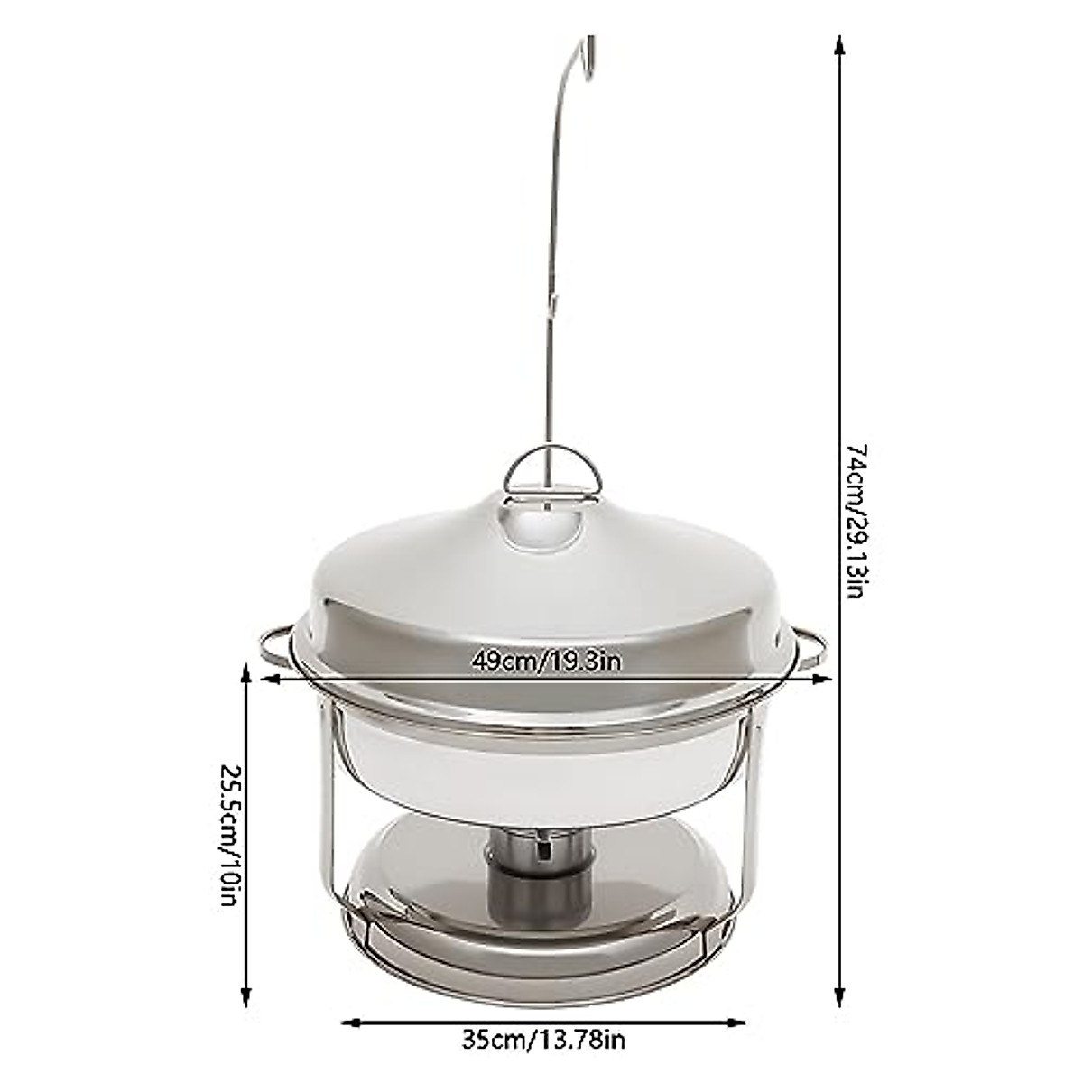 BAIODNB Chafing Dishes for Buffet Set, Round Stainless Steel Catering Food Pan Warmers with Lids, Buffet Servers and Warmers Sets Ideal for Parties and Events (Silver)