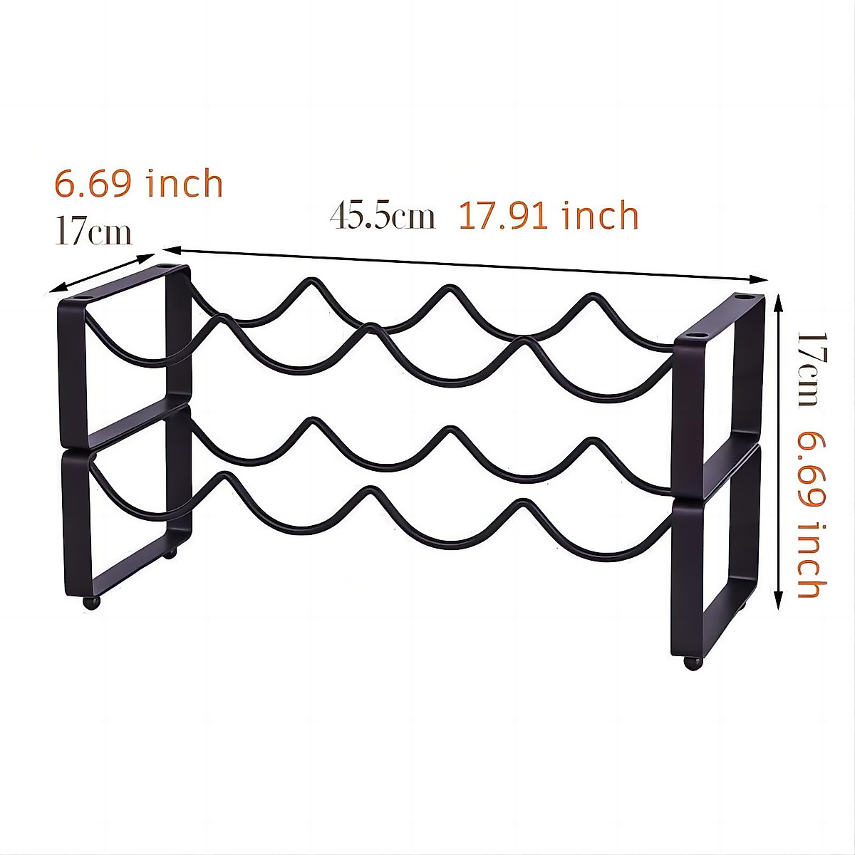 2-Tier Stackable Freestanding Wine Rack,Standing Bottles Holder Organizer,Wine Storage Shelf,Tabletop Stackable Wine Rack,Perfect for Bar,Wine Cellar,Basement,Cabinet,Pantry, etc,Hold 8 Bottles,Bronze