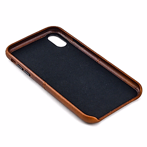 Dockem M1 Card Case for iPhone XR (6.1"): Slim Genuine Leather Wallet Case with Built-in Metal Plate for Magnetic Mounting and Lay-Flat Card Slot: Virtuosa [Brown]