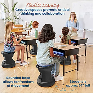 ECR4Kids Storage Wobble Stool, 15in Seat Height, Active Seating, Black
