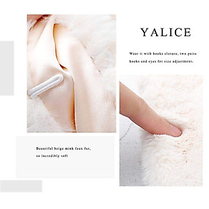 Yalice Wedding Faux Fur Shawl and Wrap Bridal Fur Stole Cape Fur Scarf for Bride and Bridesmaids (Beige)