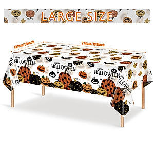 3 Pieces Happy Halloween Jack-O-Lantern Pumpkin Party Tablecloth Decorations, Plastic Rustic Jack-O-Lantern Pumpkin Table Cover Backdrop for Seasonal Fall Halloween Party Supplies, 54x108 Inch