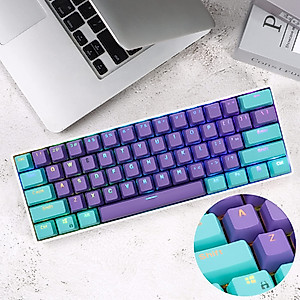 Taeeiancd PBT Keycaps for 60 Percent Mechanical Gaming Keyboard OEM Profile 61 Keycaps Set with Key Puller for Cherry MX Switches (Purple)