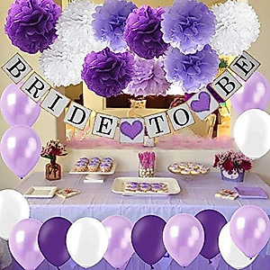 Purple Bride To Be Banner for Lavender Purple Bridal Shower Bachelorette Party Miss to Mrs Party Decorations