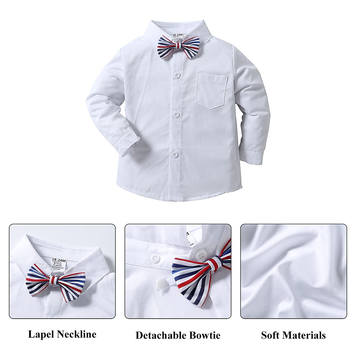 Kgurtagh Baby Boy Gentleman Outfit, Long Sleeve T-Shirts & Vest & Pants & Bow Tie & Suspender, Toddler Boy Suspenders Outfits, Kids Boy Formal Suit for Special Occassion (1-5T)
