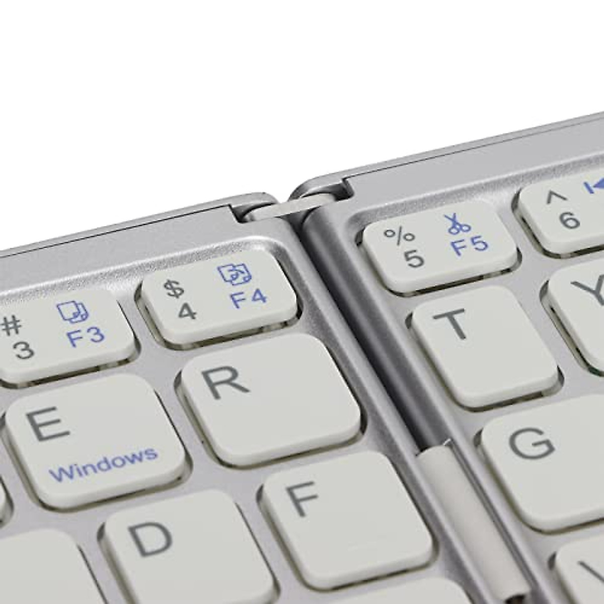 Hilitand Folding Wireless Bluetooth Keyboard with Touchpad,3 Folds 63 Keys Portable Slim Keyboard with Trackpad,for Smartphone Tablet Laptop,for Android for Windows for iOS(Silver White)
