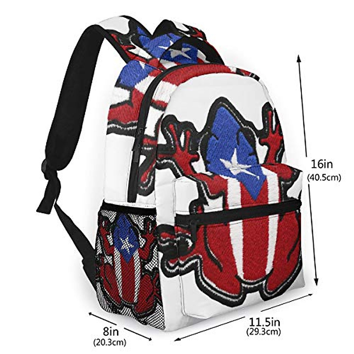 YANGPI Fashion Unisex Backpack Puerto Rico Flag Frog Bookbag Lightweight Laptop Bag For School Travel Outdoor Camping