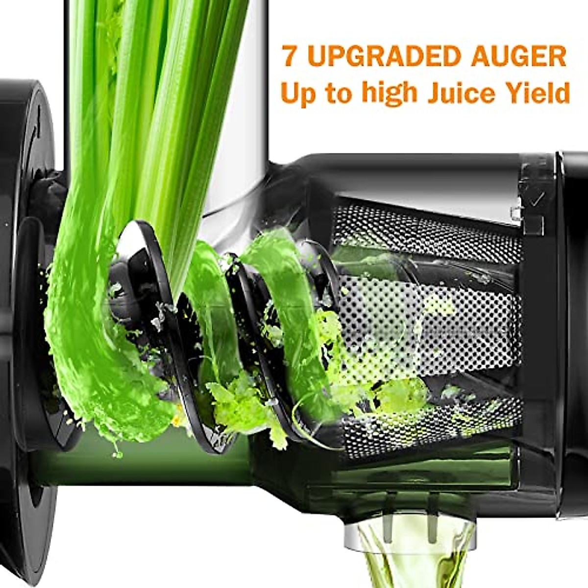 Cold PressJuicer,AMZCHEF Slow Masticating Juicer Machines with Reverse Function, High Juice Yield, Easy Clean with Brush,Recipes for High Nutrient Fruits and Vegetables, White(Updated)