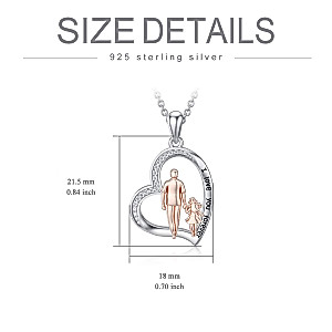 PROESS S925 Sterling Silver Daughter Heart Pendant Necklace from Dad Mom I Love You Forever Jewelry (Father Daughter Necklace)