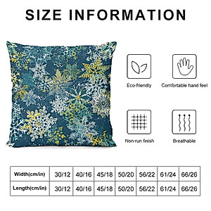 Meaudiwes Square Decorative Pillow Covers 24" X 24", Christmas Decorations Snowflakes Cushion Cover Soft Short Plush Pillowslip for Sofa Bedroom Home Decoration