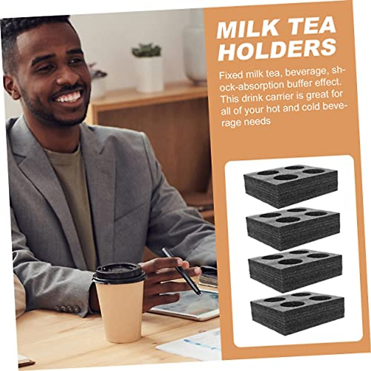 CIYODO 4pcs 4 Hole Cup Holder Car Gadgets Accesorios Auto Car Accessory Coffee Mug Hanger Coffee Cup Rack Outdoor Cup Tray Beverage Takeout Accessory Cup Fixing Holder Packing Trays Shelf