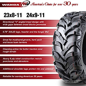 WANDA Set of 4 AT MASTER ATV/UTV Tires 23x8-11 Front & 24x9-11 Rear /6PR P341-10147/10153