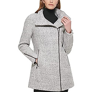 Calvin Klein Women's Asymmetrical Wool Jacket, Light Grey, X-Large