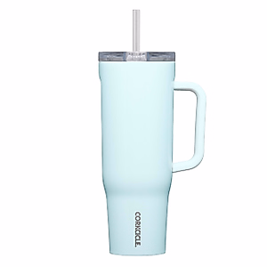Corkcicle Tumbler With Straw and Handle, Reusable Water Bottle, Triple Insulated Travel Mug, BPA Free, Keeps Beverages Cold for 12 Hours and Hot for 5 Hours, Gloss Powder Blue, 40 oz
