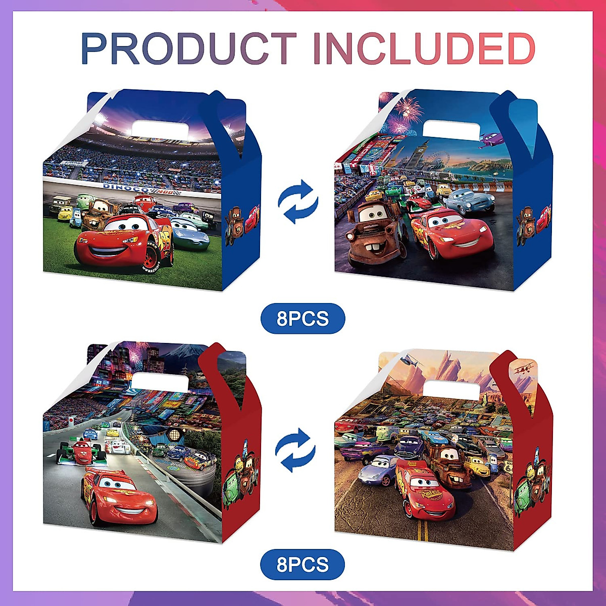 MSJEHQI 16Pcs Cars Party Gift Boxes, Cars favors Boxes Party bag for Kids Themed Party Supplies Favor Snack for Kids Adults