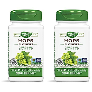 Nature's Way Premium Herbal Hops Flowers, 620 mg per Serving, 100 Vcaps - (Pack of 2)