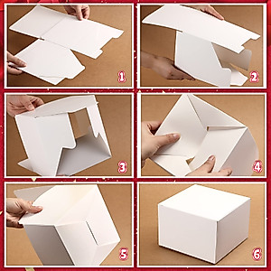 100 Pcs 6 x 6 x 4 Inch Small Gift Boxes with Lids Bridesmaid Proposal Box Assemble Gift Wrap Boxes Square White Box for Gifts, Candles, Party Favor, Wedding Birthday Party Supplies