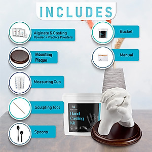 Hand Casting Kit for Couples or Family | Mounting Plaque Included | DIY Plaster Hand Mold Keepsake Sculpture Kit Gifts for Her, Kids, Weddings, Anniversary