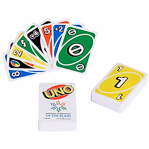 Mattel Games UNO Braille Card Game for Kids & Adults with Cards Specially Designed for Blind and Low-Vision Players