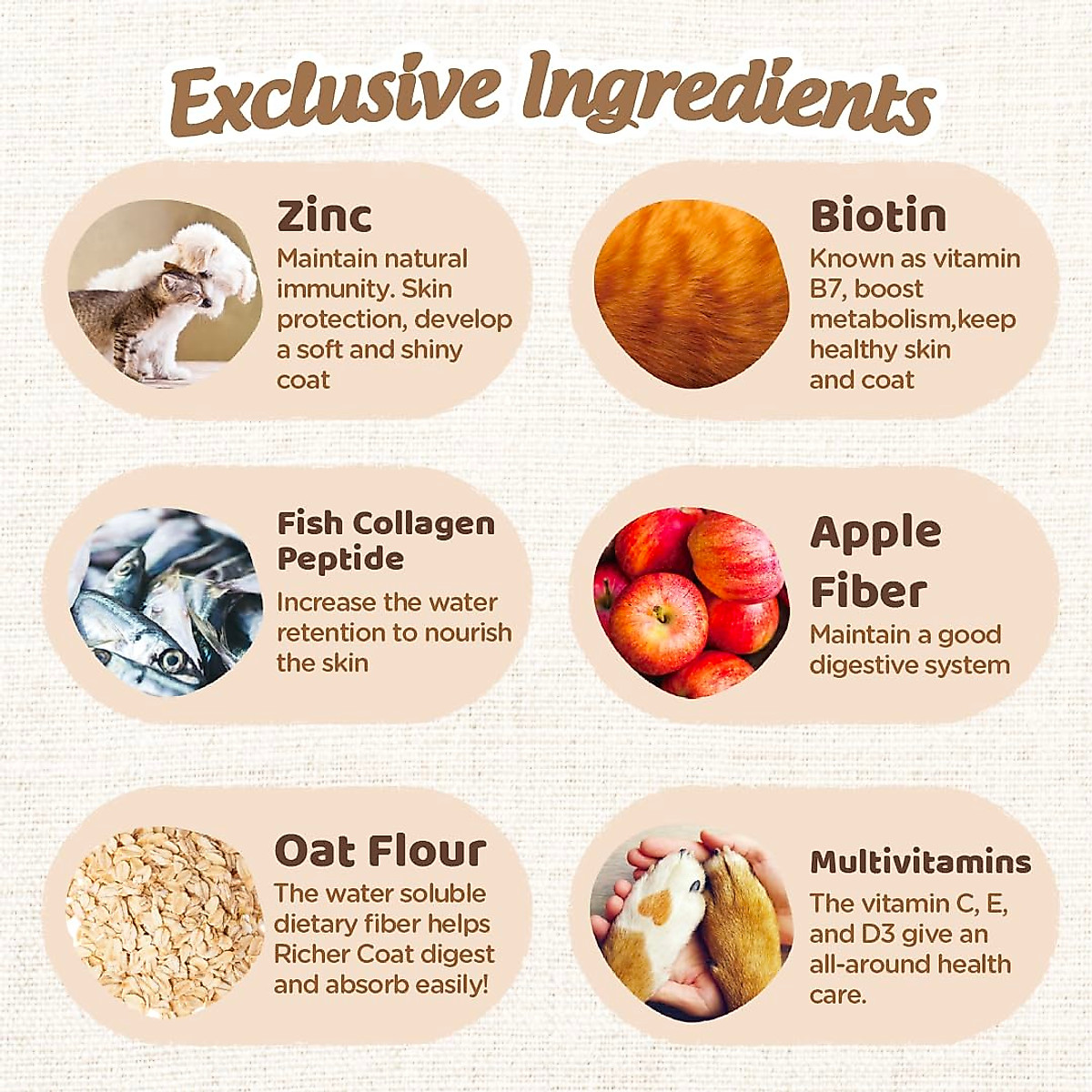 Blue Bay Richer Coat - Skin & Coat Supplement Powder | Supports Healthy Skin & Glossy Coat, Promotes Hair Growth, Cat & Dog Food Topper (7-Day Trial)