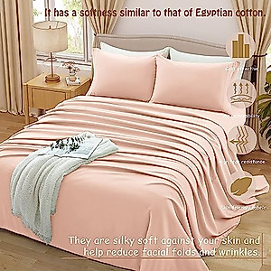 Vonty 4 Piece Full Sheet Set - Luxury Brushed Microfiber Sheets, Blush Pink Bed Sheets Set - 1200 Thread Count Sheets - Cooling and Wrinkle Resistant Bedding Sheets & Pillowcases with Deep Pocket