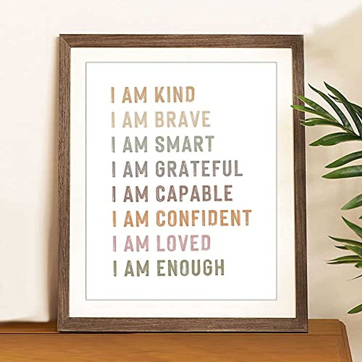 Affirmations Art Print for Kids, Classroom Wall Art, I am Enough, Kid's Bedroom, Rainbow Affirmations Print, I am Kind Smart Loved, Inspirational Nursery Decor, Unframed (11X14 INCH)