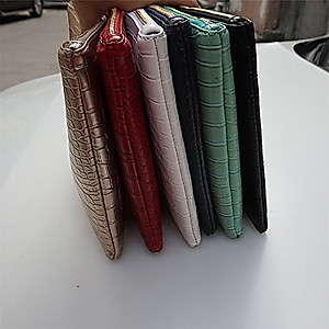 NIGEDU Women Clutches Crocodile Grain PU Leather Envelope Clutch Bag (Black)