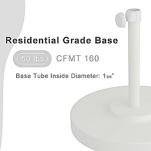 California Umbrella 50 lbs. Round Concrete Weighted Powdercoated Steel Umbrella Base, White Frame