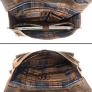 Leather briefcase 18 inch laptop messenger bag for men and women best satchel office bag