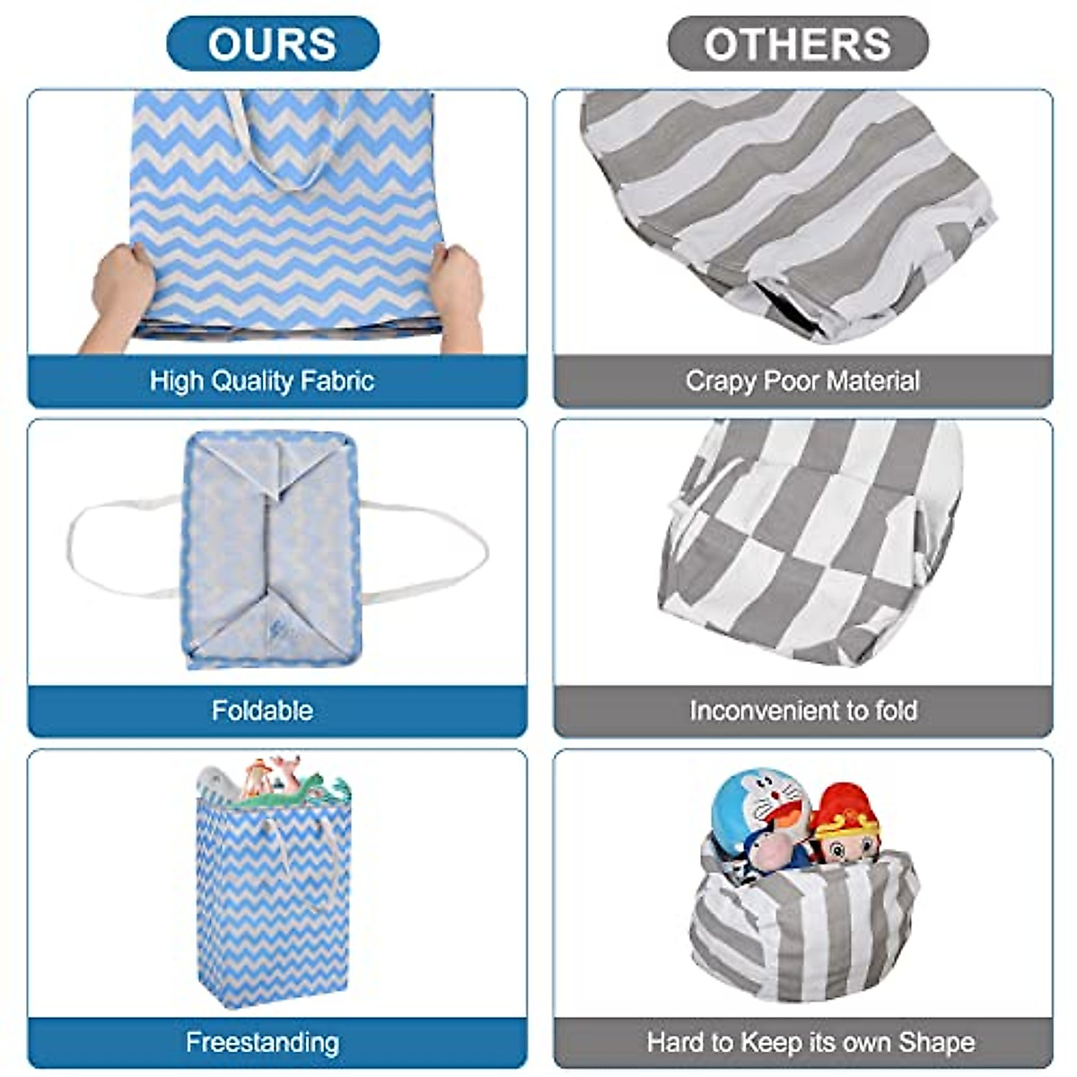 Seebel 2-Pack Laundry Hamper 75L Collapsible Large Luandry Baskets with Easy Carry Handles Freestanding Waterproof Clothes Hamper Storage Basket for Toys Clothes Organizer-Chevron