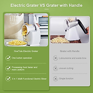 Electric Cheese Grater, Detachable Electric Salad Maker for Home Kitchen Use, Electric Cheese Grater for Block Cheese for Vegetables, Cheeses and Nuts, BPA-Free