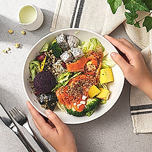 Sweese 135.001 Porcelain Salad Pasta Bowls - 28 Ounce - Set of 6, White