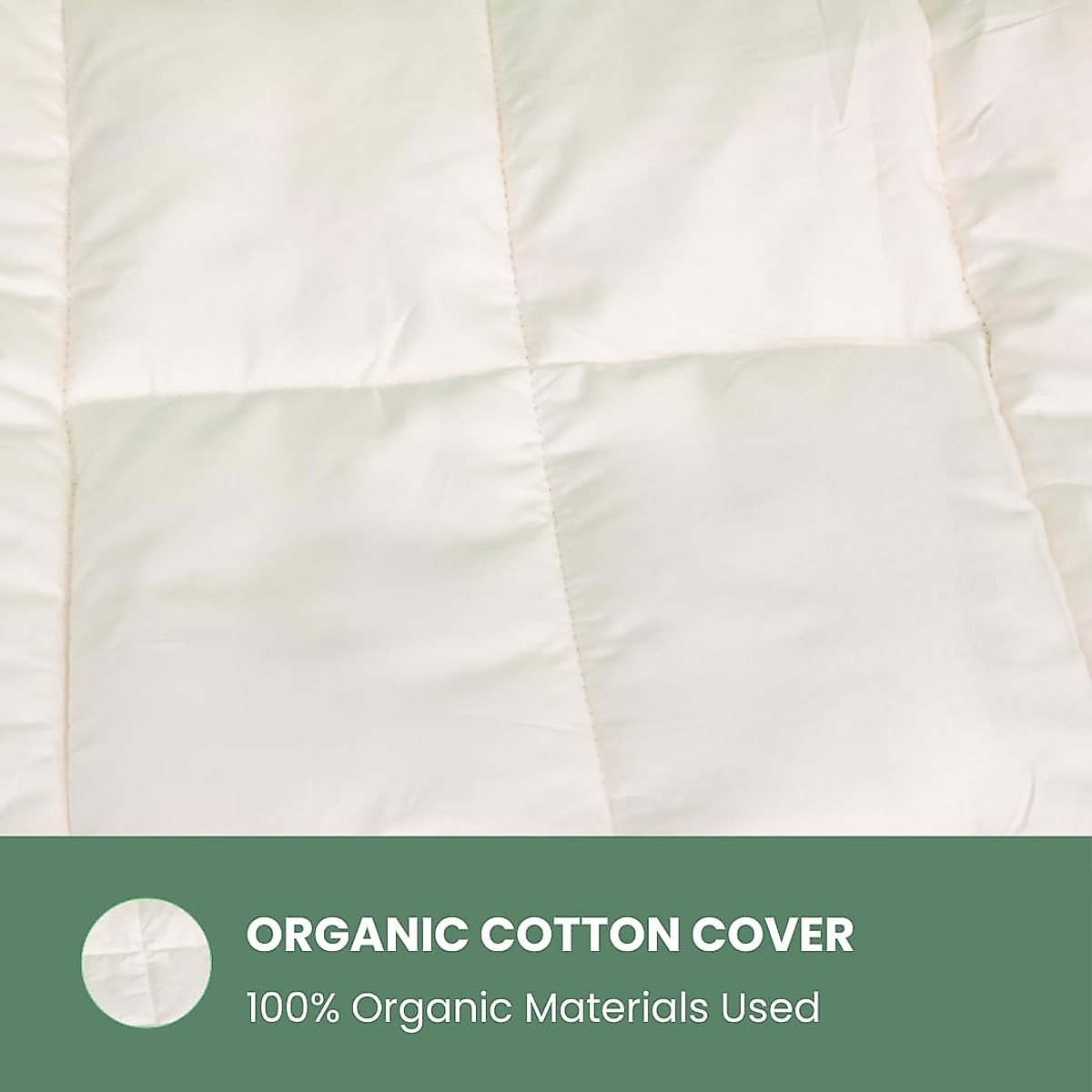 OrganicTextiles 100% Natural Australian Wool Mattress Pad with Organic Cotton Cover (King Size), Moisture Wicking, Luxurious Soft Feel, Baffle Box Stitching, Temperature Regulation, Machine Washable