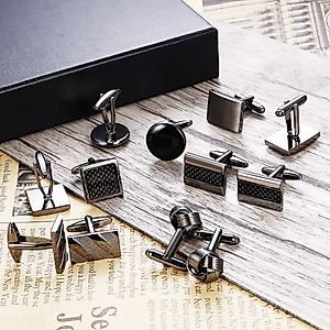 LOLIAS 6 Pairs Mens Cufflinks Set Classic Wedding Unique Cufflink for Tuxedo Shirts Formal Business Shirts