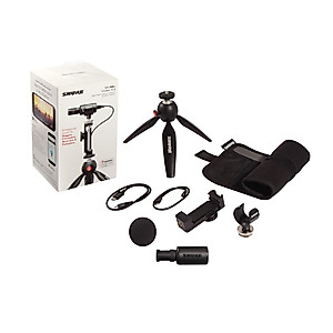 Shure MV88+ Video Kit - Digital Stereo Condenser Microphone for Apple and Android, with Manfrotto PIXI Tripod, Phone Clamp, Mount, iOS and USB-C Cables for Next-Level Connectivity (MV88+ Video KIT)