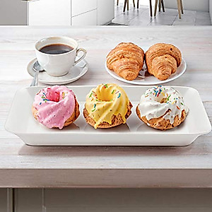 Ubrand i BKGOO Foodservice White Plastic Tray Set of 4 Service Melamine tary for Parties, Coffee Table, Kitchen Size(9"x6.5"x1")