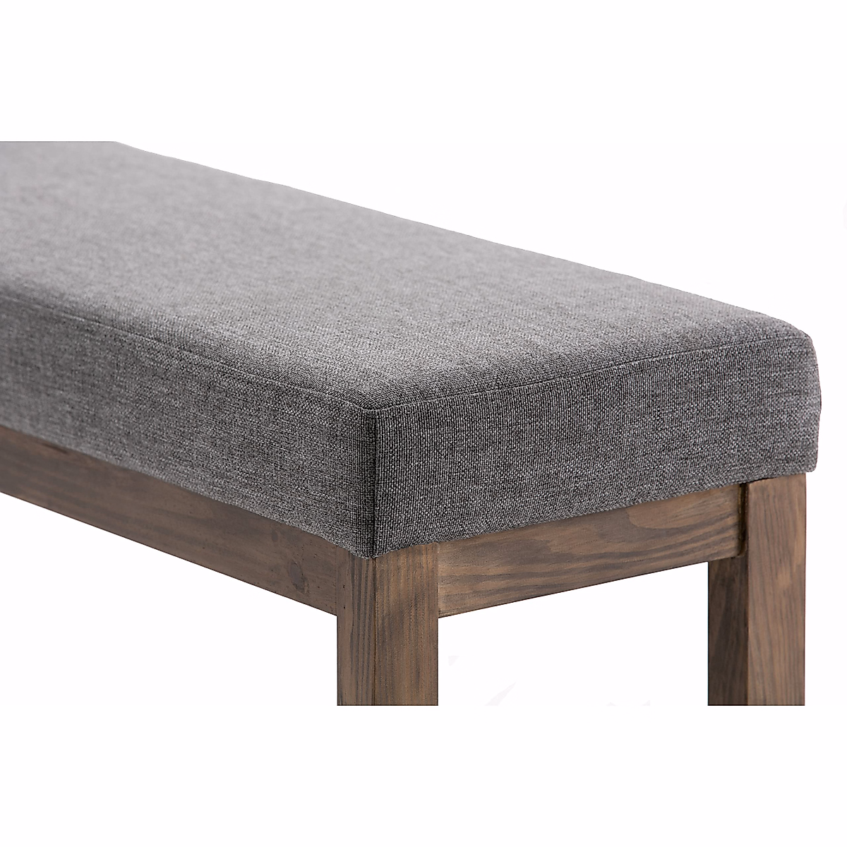 SIMPLIHOME Milltown 45 inch Wide Contemporary Rectangle Large Ottoman Bench in Grey Linen Look Fabric, Assembled, for the Living Room and Bedroom