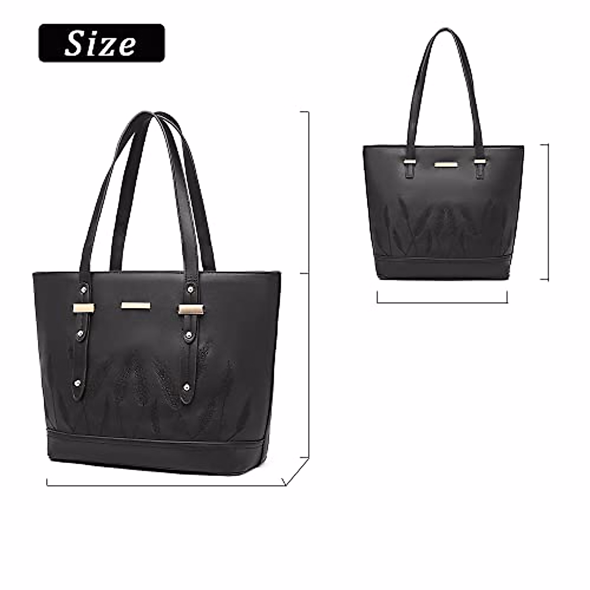 Women Fashion Handbags Tote Bag for work Shoulder Bag Top Handle Satchel gift (6602#Black)