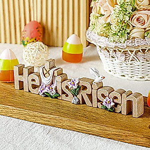 He is Risen Table Top Decoration Easter Resin Table Sign Cross Dove Flowers Easter Table Decor Easter Centerpieces for Tables Rustic Table Top Easter Decorations for Home Dining Room Spring Decor