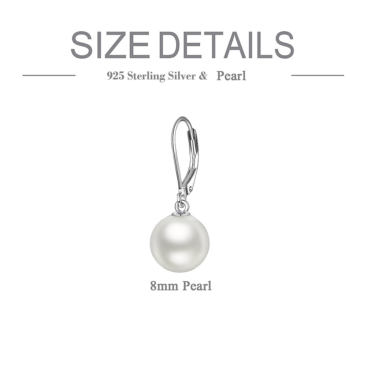 925 Sterling Silver Pearl Leverback Earrings Dangle Drop Jewelry Gifts for Women (Pearl)