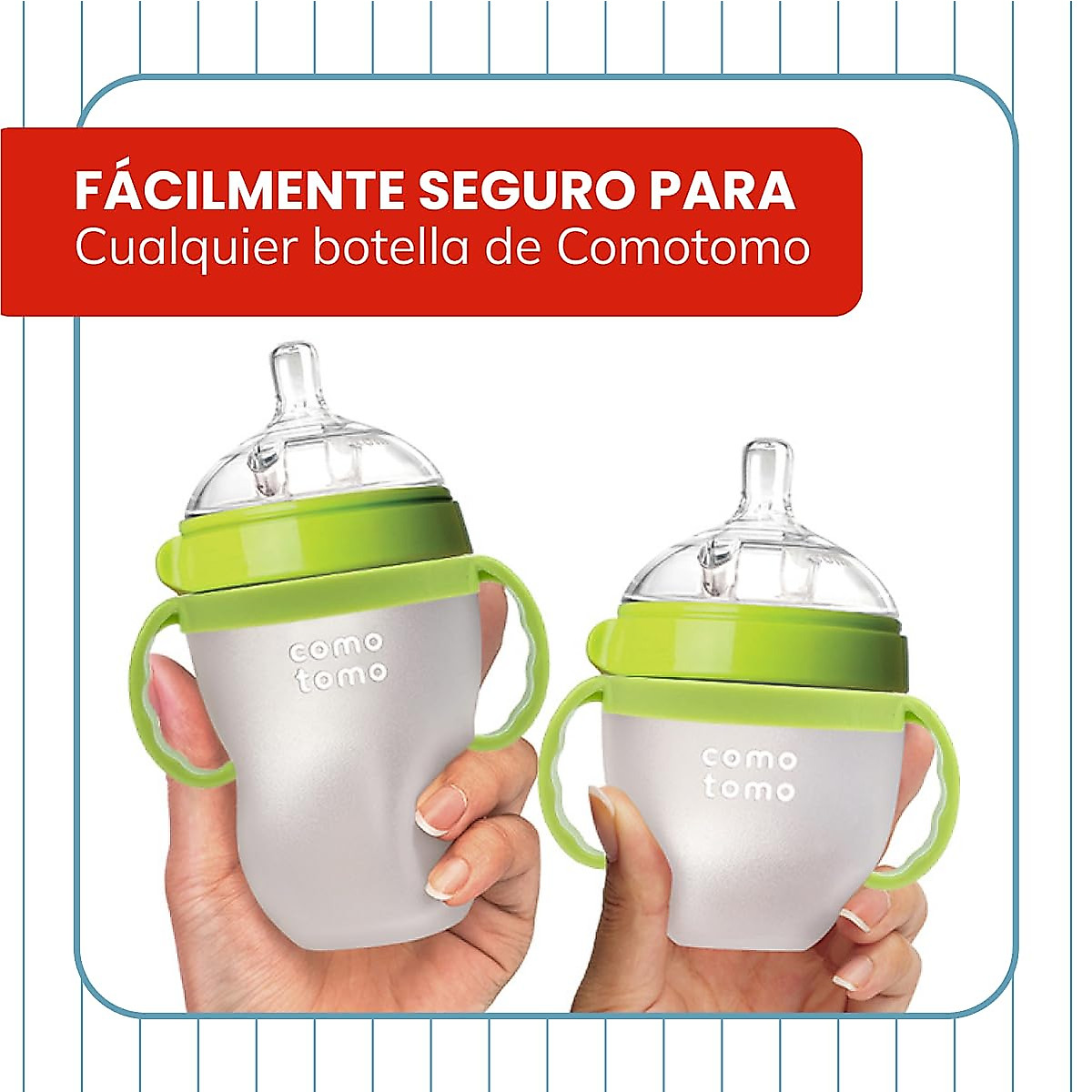 Baby Bottle Handle Grip for Comotomo 5 Ounce and 8 Ounce Silicone Bottles, 3 Pack, Green