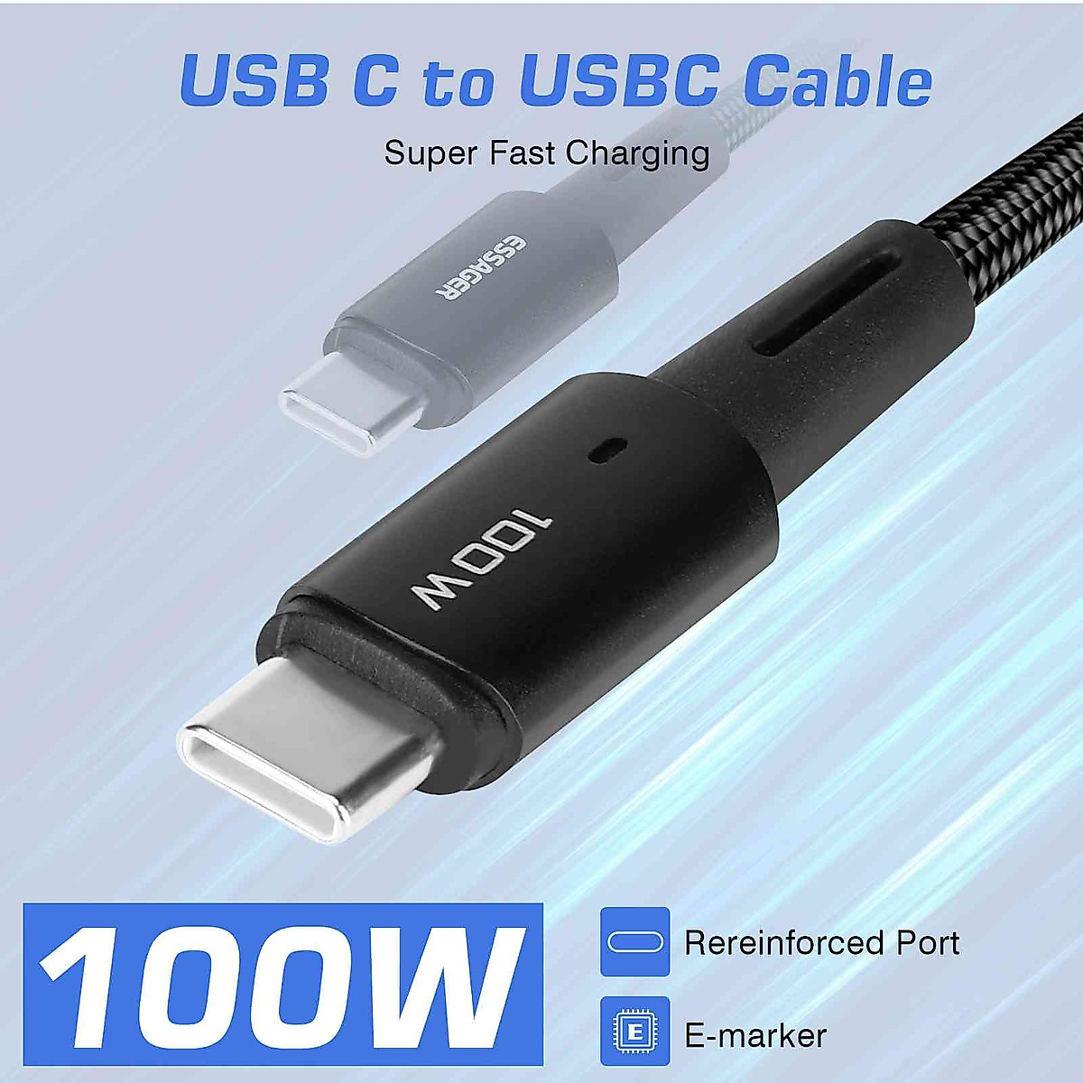 UrbanX USB C to USB C Cable 6.6ft 100W, 2Pack, USB 2.0 Type C Charging Cable Fast Charge for Microsoft Surface Duo 2, iPad Pro 2020, iPad Air 4,Pixel, Switch, LG, and More (Black)