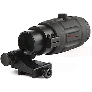 Vector Optics Rubber Armored 3X Magnifier Holographic Red Dot Sight Scope Flip to Side QD Weaver Mount Color Black