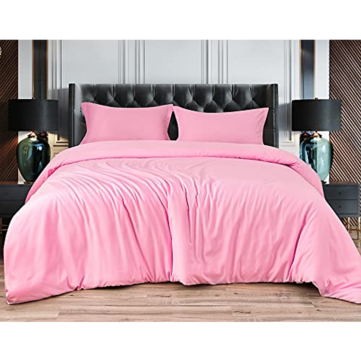 Colourful Snail Duvet Cover 3 Piece Set, Ultra Soft Double Brushed Microfiber Comforter Cover with Zipper Closure and Corner Ties, Queen, Pink