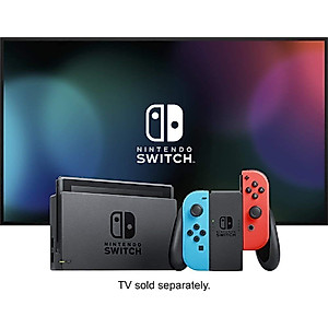 Newest Nintendo Switch with Neon Blue and Neon Red Joy-Con - 6.2" Touchscreen Display, 32GB Internal Storage - Family Christmas Holiday Gaming Bundle w/CUE Accessories